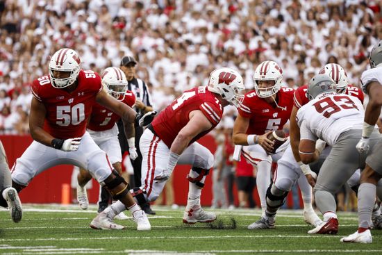 Wisconsin Badgers Offensive Lineman Logan Brown Editorial Stock Photo ...
