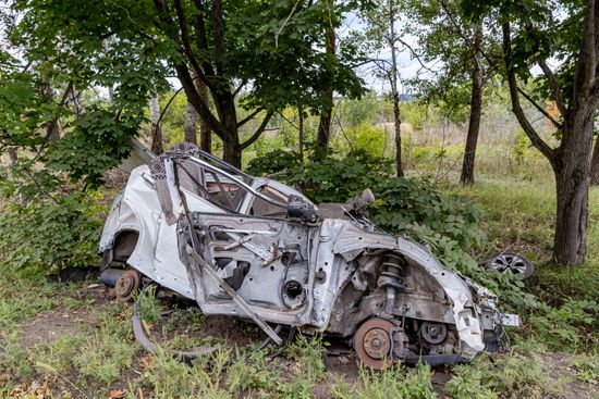 Destroyed Civilian Vehicle Skeleton Lays By Editorial Stock Photo ...