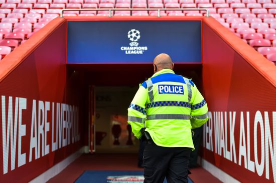 Police Officer Guards Tunel Players Anfield Editorial Stock Photo ...