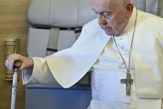 Pope Francis Aboard Papal Plane On Editorial Stock Photo - Stock Image ...