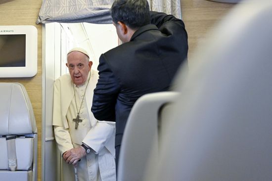 Pope Francis Aboard Papal Plane On Editorial Stock Photo - Stock Image ...