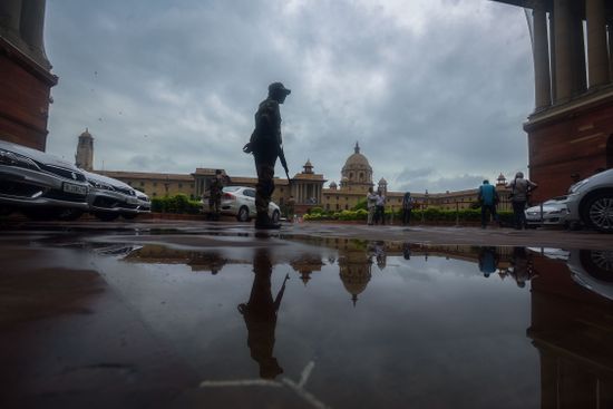 Security Personnel North Block On Rainy Editorial Stock Photo - Stock ...