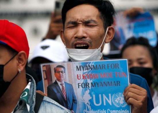 Myanmar People Living Thailand Shout Slogans Editorial Stock Photo ...