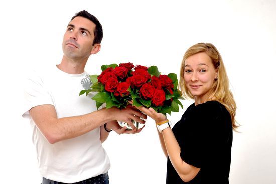 Model Released Young Woman Receiving Roses Editorial Stock Photo ...