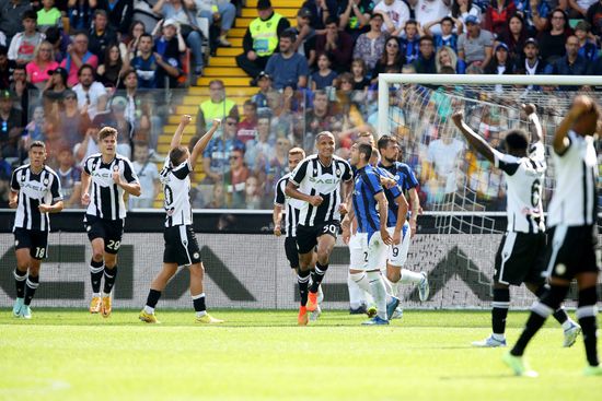 Udinese Players Celebrate Their 11 Equalizer Editorial Stock Photo ...