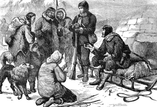 Eskimos Fur Hunters Talking Front Igloo Editorial Stock Photo - Stock ...