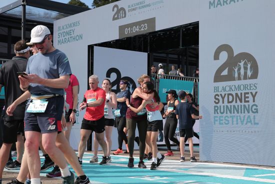 Runners Hug Each Other After Crossing Editorial Stock Photo - Stock ...