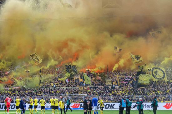 Borussia Dortmund Fans Set Off Pyrotechnics Editorial Stock Photo ...