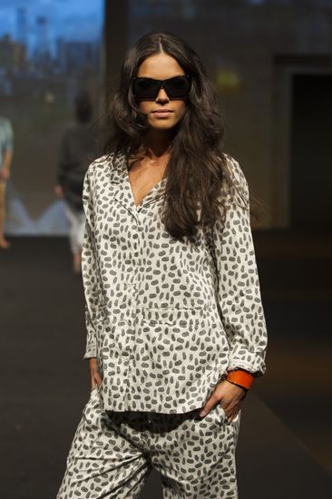 Model Wearing Yawn On Catwalk During Editorial Stock Photo - Stock ...