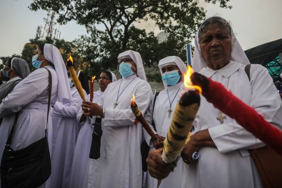 Catholic Nuns Hold Torches During Protest Editorial Stock Photo - Stock ...