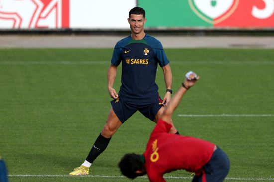 Portugals Cristiano Ronaldo Attends Training Session Editorial Stock ...