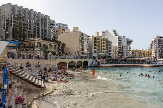 General View Balluta Bay Beach Seen Editorial Stock Photo - Stock Image ...