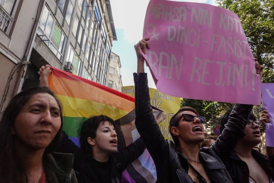 Women Hold Rainbow Flag Placard Reading Editorial Stock Photo - Stock ...