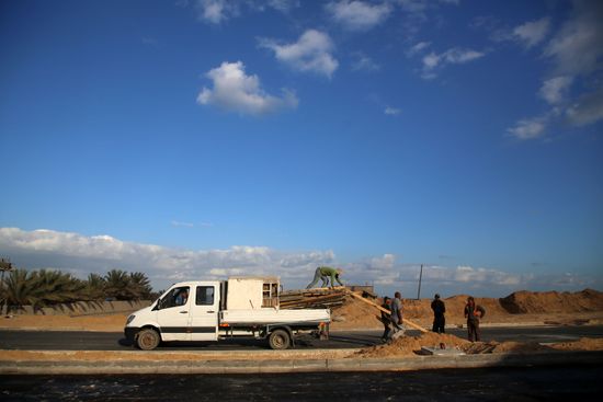 Palestinian Workers Lay Asphalt Alrashid Street Editorial Stock Photo ...
