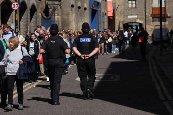 Police On Patrol Queue Stretches Way Editorial Stock Photo - Stock ...