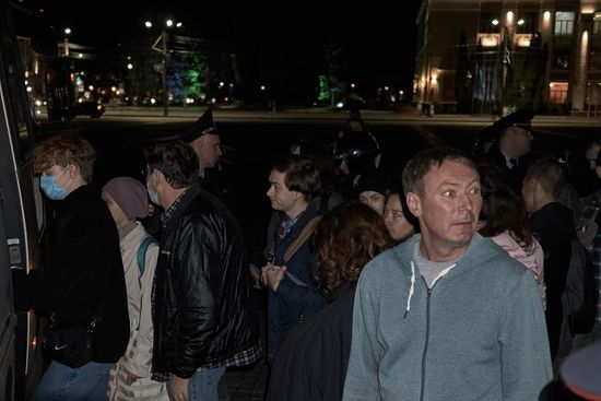 Protesters Escorted By Police Loaded Onto Editorial Stock Photo - Stock ...