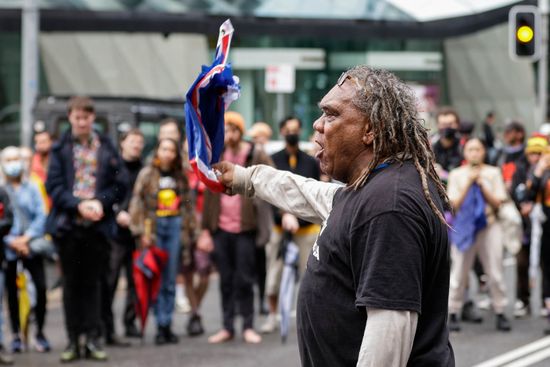 Aboriginal Activist Wayne Wharton Holds Torn Editorial Stock Photo ...