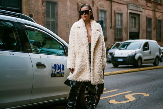 Karina Nigay Wearing White Coat Sunglasses Editorial Stock Photo ...