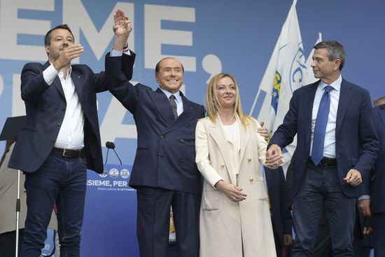 Matteo Salvini Left Silvio Berlusconi Center Editorial Stock Photo ...