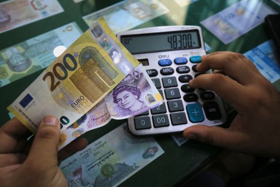 Worker Counts Pound Sterling Euro Banknotes Editorial Stock Photo ...
