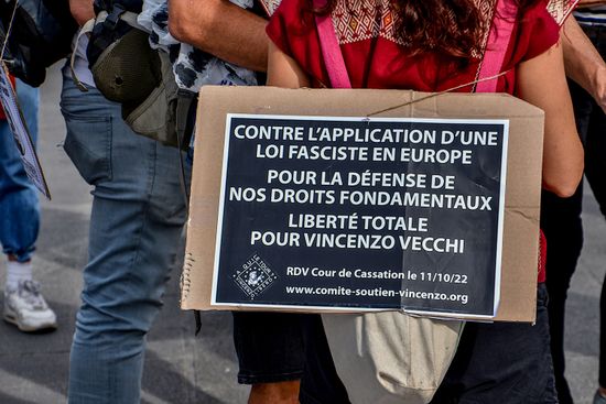 Protester Holds Placard During Demonstration People Editorial Stock ...