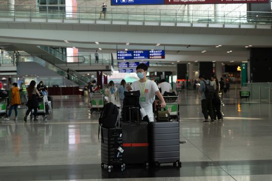 Recently Arrived Traveler Stands Middle Arrivals Editorial Stock Photo ...
