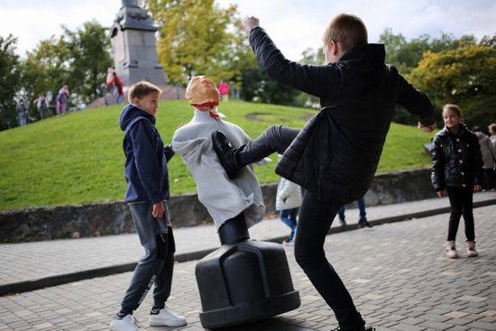 Man Seen Kicking Boxing Dummy Wearing Editorial Stock Photo - Stock ...