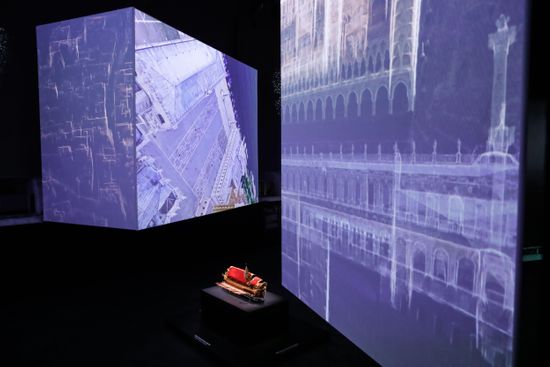 Large Scale Screens Show Animated Projections Editorial Stock Photo ...