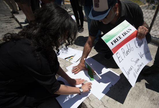 People Write Banners During Demonstration Against Editorial Stock Photo ...