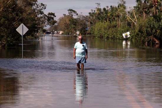 Man Walks Along Flooded Street Hurricane Editorial Stock Photo - Stock ...