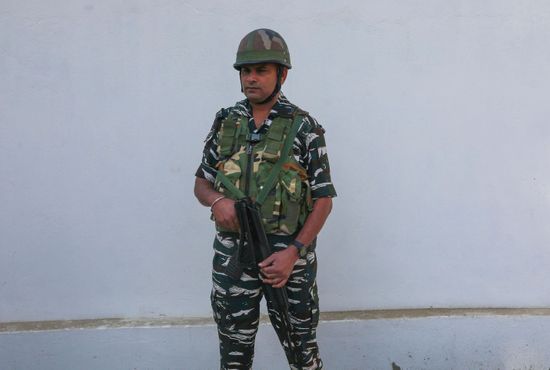 Indian Paramilitary Soldier Guards Outside Inox Editorial Stock Photo ...