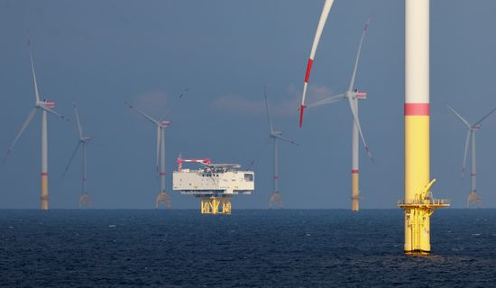 Wind Turbines Wikinger Offshore Wind Farm Editorial Stock Photo - Stock ...