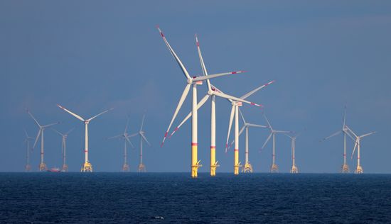 Wind Turbines Wikinger Offshore Wind Farm Editorial Stock Photo - Stock ...
