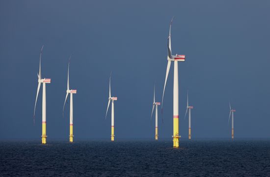 Wind Turbines Wikinger Offshore Wind Farm Editorial Stock Photo - Stock ...