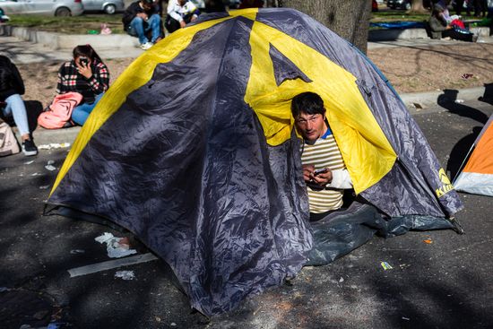 Picketer Comes Out His Tent During Editorial Stock Photo - Stock Image ...