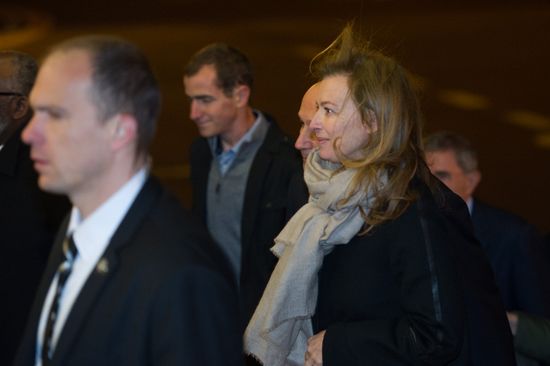 Valerie Trierweiler Welcomes Former Hostages Tanguy Editorial Stock ...