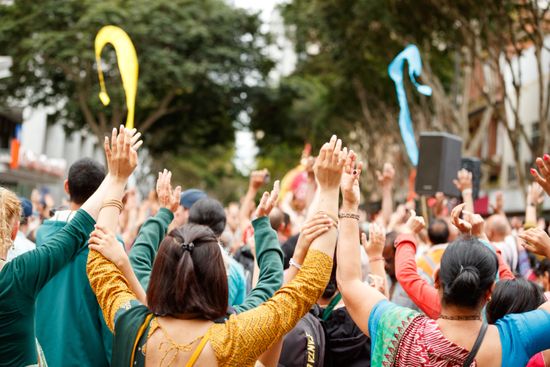 Crowd People Take Part Traditional Chants Editorial Stock Photo - Stock ...