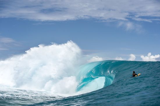Surfing Virgin Wave Teahupoo During Big Editorial Stock Photo - Stock ...