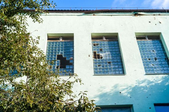 School Facade Bombed Windows Blown Out Editorial Stock Photo - Stock ...