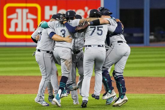 Seattle Mariners Celebrate After Defeating Toronto Editorial Stock ...