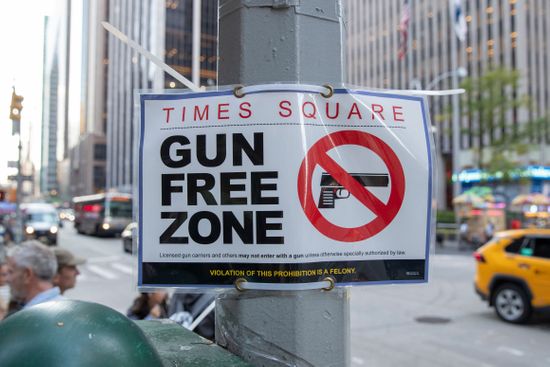 Sign Stating That Times Square Gun Editorial Stock Photo - Stock Image ...