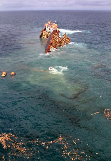 Rena Slips Off Reef Around 930am Editorial Stock Photo - Stock Image ...