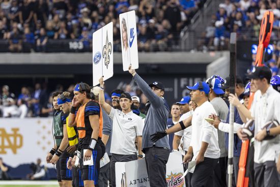 Byu Sidelines Signal Play During Ncaa Editorial Stock Photo - Stock ...