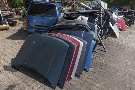 Collected Car Moto Bonnets On Scrap Editorial Stock Photo - Stock Image ...