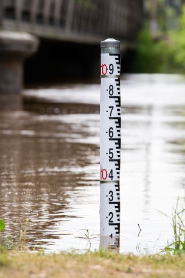 Flood Marker Indicates Water Depth Lachlan Editorial Stock Photo ...