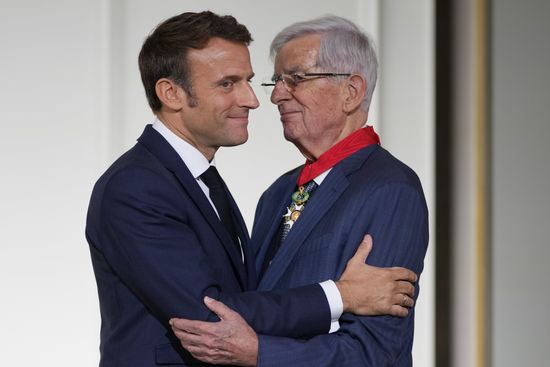 French President Emmanuel Macron L Hugs Editorial Stock Photo - Stock ...