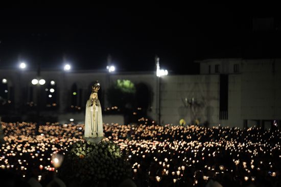 Pilgrims Participate Candlelight Procession Sanctuary Fatima Editorial ...