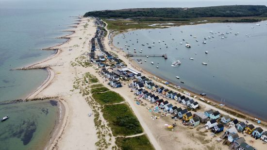 Beach Huts On Mudeford Sandspit By Editorial Stock Photo - Stock Image ...