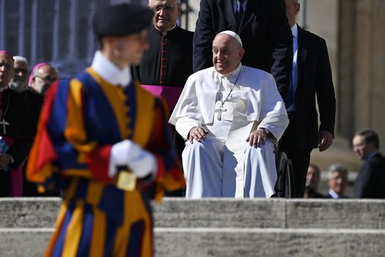 Pope Francis Sitting On Wheelchair During Editorial Stock Photo - Stock ...
