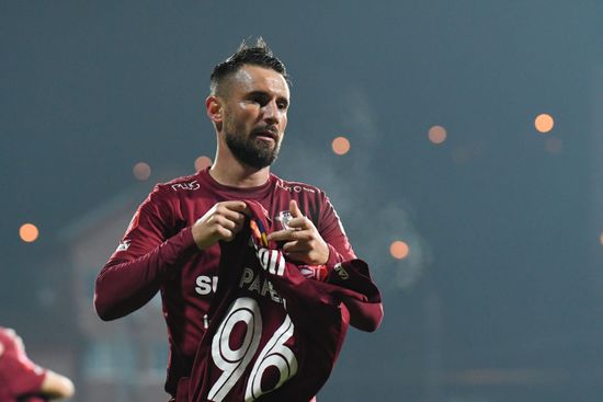 Dragos Grigore Celebrating During Romania Superliga1 Editorial Stock ...